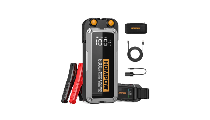 HOMPOW Jump Starter 6000A 28000mAh Peak for All Gas and up to 12L ...