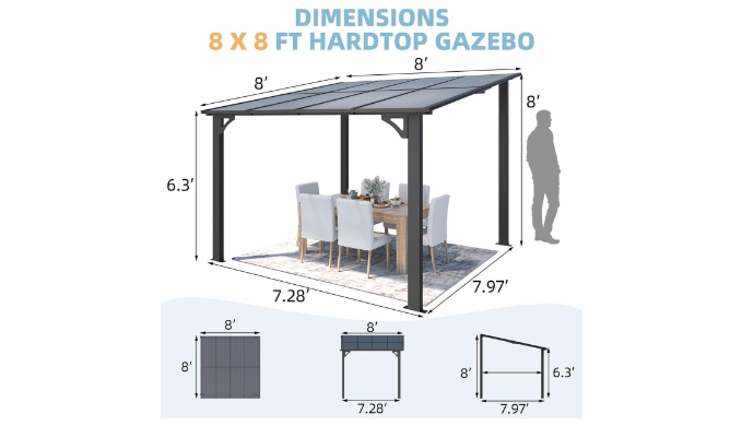 Wall-Mounted Patio Gazebo with Roof - Coupon Codes, Promo Codes, Daily ...