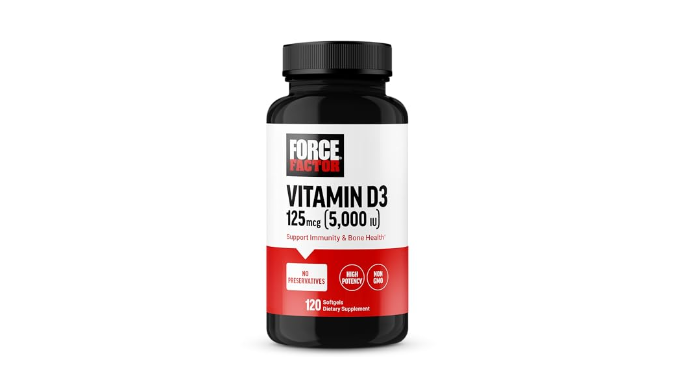 FORCE FACTOR Vitamin D3 5000 IU Softgels, High-Potency Vitamin D ...