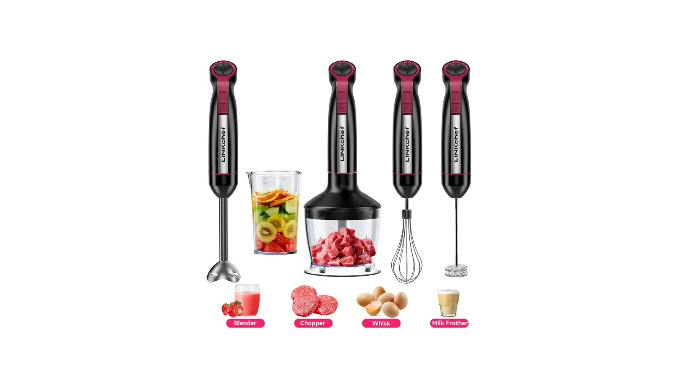 LINKChef Immersion Blender, 20-Speed 1000W 5-in-1 Immersion Hand Blender, Stick Blender with ...