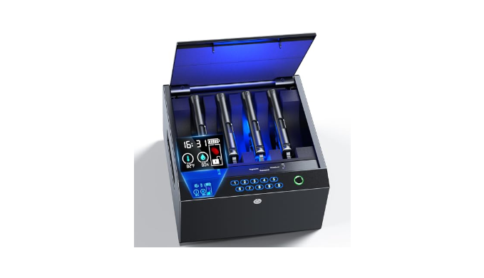 MOLICAR Gun Safe, 4-Pistol Safe with LCD of Temp Humidity Battery ...