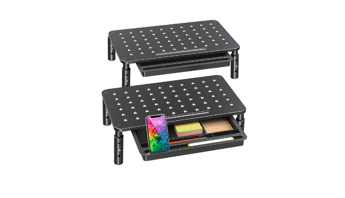 Zimilar 2 Pack Monitor Stand Riser with Drawer - 3 Height Adjustable ...
