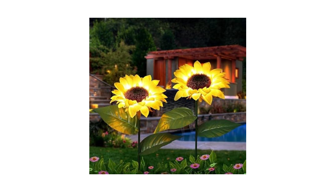 2 Pack Solar Lights Outdoor 7 Color Changing Rose Lights Waterproof ...