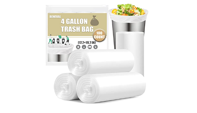 Small Trash Bags 4 Gallon - 100 Count 4 Gallon Trash Bag, Small Garbage ...