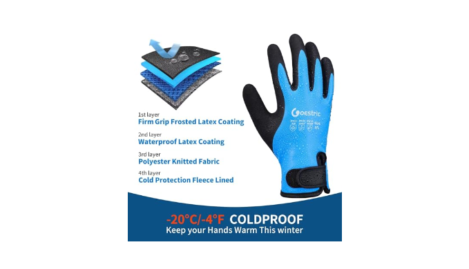 GOESTRIC 100% Waterproof Winter Work Gloves With Grip for Men Women, Thermal Insulated Freezer ...