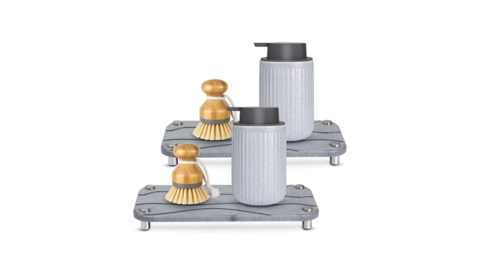 2PCS Kitchen Sink Caddy, Water Absorbing Stone Trays - Quick Dry ...