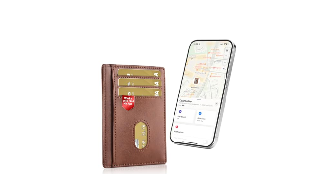 Auskang Men’s Wallet with Smart Tracker Works for Find My App, Credit Card Holder Leather Slim ...