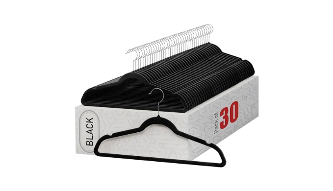 Home-it Premium Velvet Hangers 30 Pack - Black Suit Hangers Non Slip ...