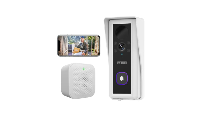 EVERSECU 2K Wireless Video Doorbell, 2.4Ghz WiFi Smart Home Door Bell ...