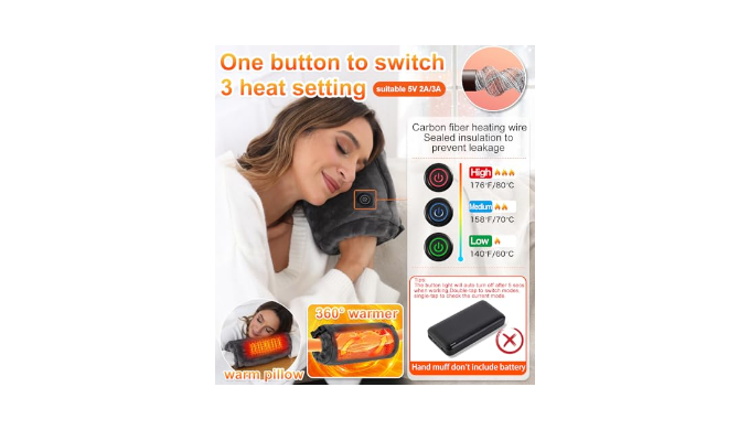 Electric Heated Hand Warmer Pouch - Portable Heated Gloves Without ...