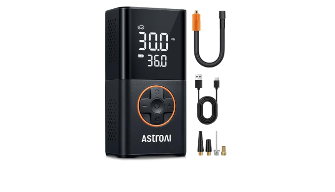 AstroAI L7 Tire Inflator Portable Air Compressor Cordless Bike Pump with Digital Dual Values ...