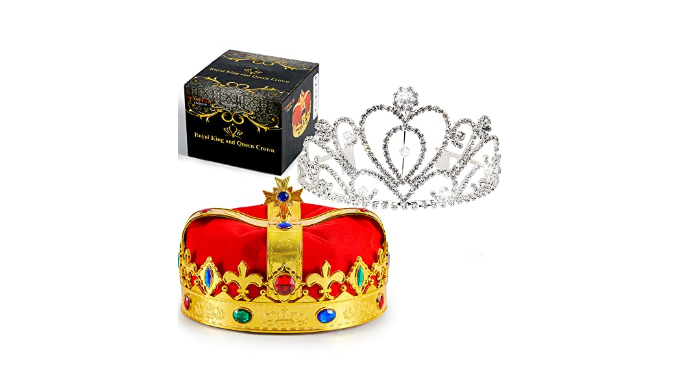 JOYIN 2 Pack Royal Crowns, King’s and Queen’s Crowns, Crowns for Kids ...