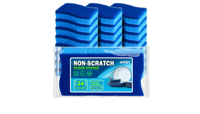 AIDEA Non Scratch Scrub Sponge, 24Count, Sponges for Dishes, Sponges ...