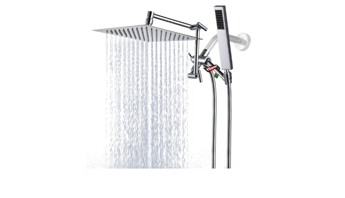 All Metal Rain Shower Head with Handheld Combo, YDmeet 10 Inch Rainfall ...