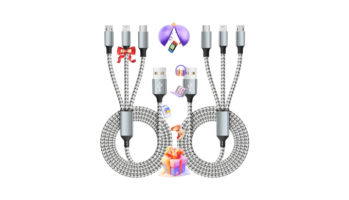 Multi Charging Cable, (2 Pack 4FT) Multi USB Charger Cable 3 in 1 ...