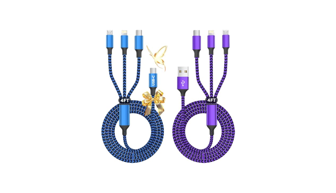 Firsting 2Pack 4FT USB Multi Charging Cable, 3 in 1 Universal Charging ...