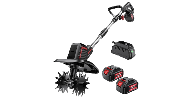 SOARFLY Cordless Electric Tiller for Gardening, Battery Powered Mini ...