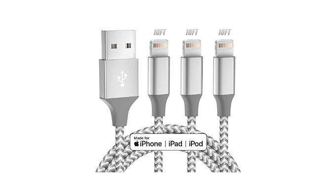 iPhone Charger 3pack 10FT Apple MFi Certified Long Lightning Cable Fast ...