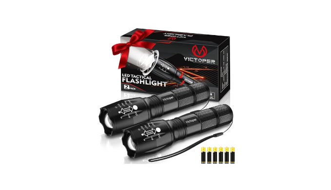 Victoper LED Flashlight 2 Pack, Bright 3500 Lumens Tactical Torch High ...