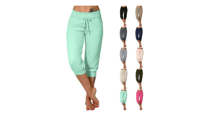 Women’s Yoga Pants Stretchy Soft Drawstring Workout Capri Pants Outdoor ...