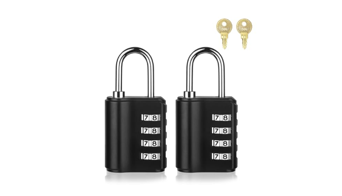 4 Digit Combination Lock Outdoor with Key Outdoor Waterproof, Padlock ...