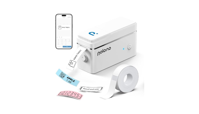 POLONO P31S Label Maker Machine with Tape, Portable Thermal Printer ...
