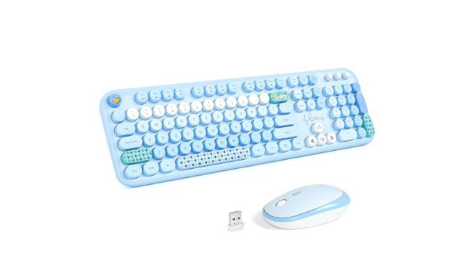 KNOWSQT Wireless Keyboard and Mouse Combo - Lovely Blue Rainbow Full ...