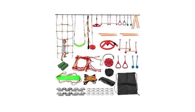 Slsy 60FT Ninja Warrior Obstacle Course (13 Obstacles), Ninja Slackline ...