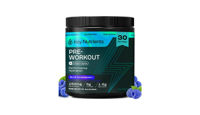 KEY NUTRIENTS PRE Workout for Men, Preworkout for Women, Blue Raspberry ...