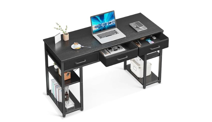 ODK Office Small Computer Desk: Home Table with Fabric Drawers ...