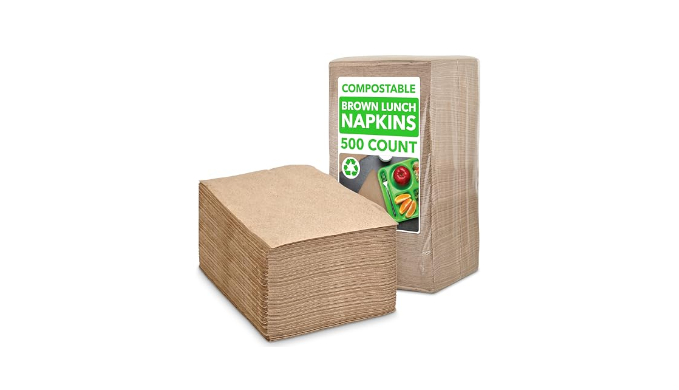 Brown Napkins Disposable, Paper Napkins Everyday 500 Count, Compostable ...