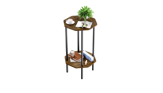 QLHousesuoH Side Table, Octagonal End Table for Small Spaces,Nightstand ...