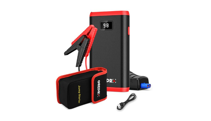GREPRO Car Battery Jump Starter, 2000A Portable for Up to 8.0L Gas or 6 ...