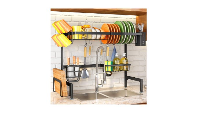 Over The Sink Dish Drainer Drying Rack - Expandable (26.8″ to 34.6″ W ...