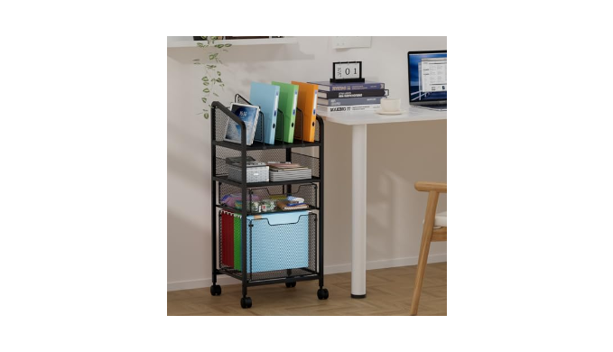 Rolling File Cabinet Organizer Cart, 4-Tier Rolling File Utility Cart ...