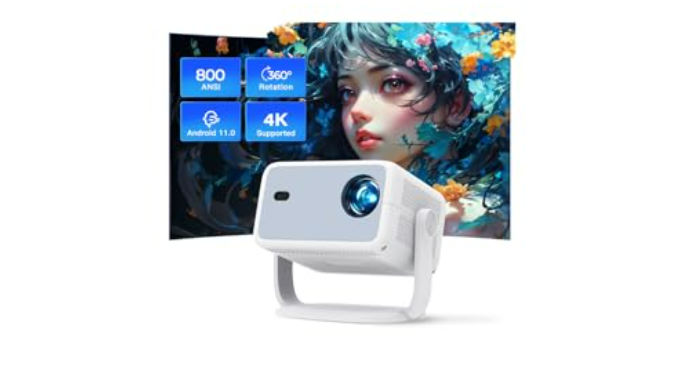 【800ANSI&Android TV】Portable Projector with Wifi and Bluetooth, LYNCAST ...