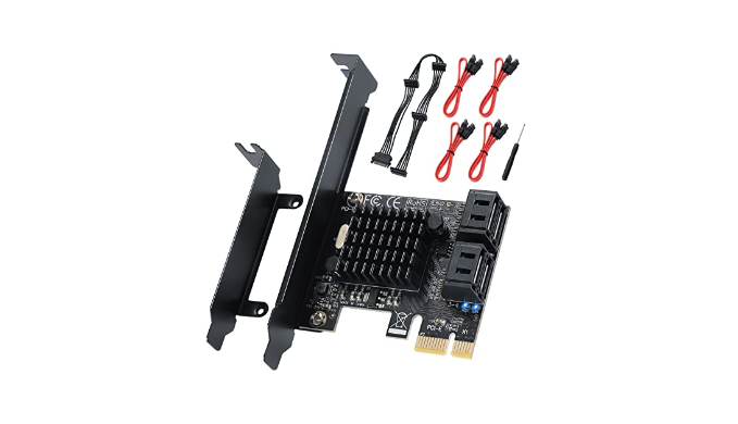 ACTIMED PCI-E X1 to SATA 3.0 Controller Card, 4-Port SATA III 6Gbps Expansion Cards, Supports ...