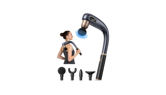 Massage Gun with Extended Handle, Back Massager for Pain Relief Deep ...