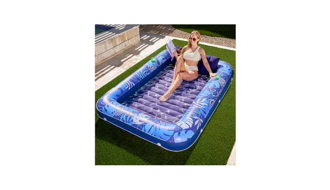 SLOOSH Inflatable Tanning Pool Lounger Float, 85″ x 57″ Extra Large ...