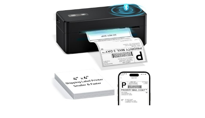 Bluetooth Thermal Shipping Label Printer, 4 x 6 Thermal Label Printer ...