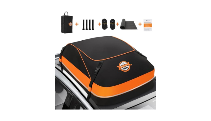 Sailnovo Rooftop Cargo Carrier, 15 Cubic Waterproof Soft-Shell Car Roof ...