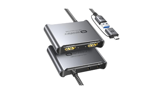 WARRKY 4K HDMI Capture Card [with Fixed USB 3.0 Cable, 4K Loop Out, No ...