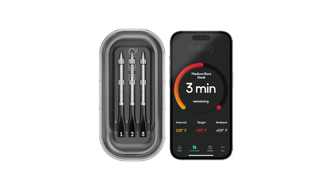 CHEF iQ Sense Smart Wireless Meat Thermometer with 3 Ultra-Thin Probes ...