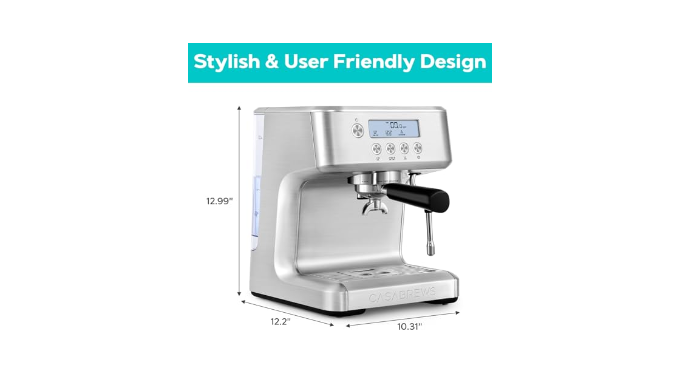CASABREWS Ultra Espresso Machine with LCD Display, Powerful Milk Frother and Customizable ...