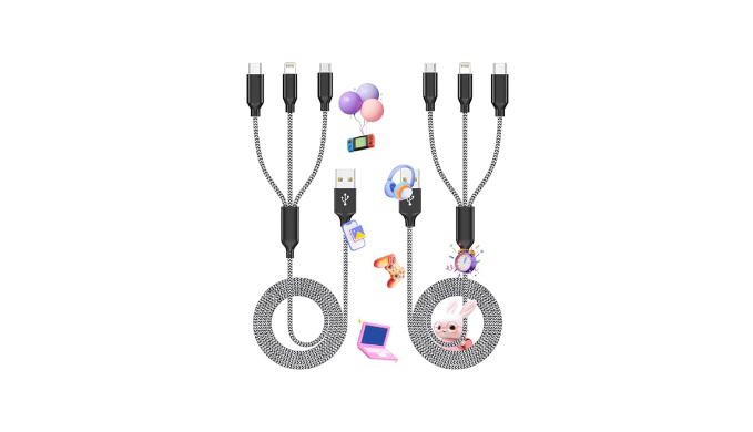 Multi Charging Cable,(2Pack 4FT) USB Cable Multi Charging Cord 3 in 1 ...