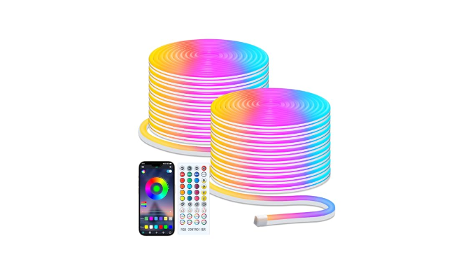 Minetom 66Ft Led Neon Rope Lights, RGB LED Strip Lights, Control with ...