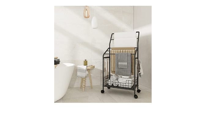 Freestanding Towel Rack Stand for Bathroom,5 Tier Movable Blanket ...