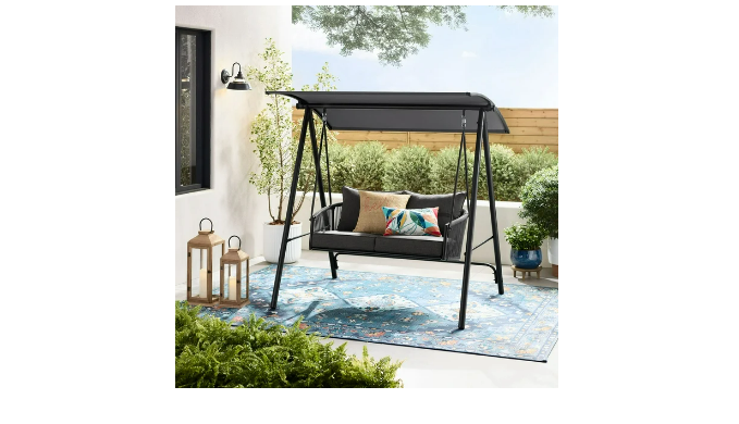 Mainstays Lawson Ridge 2-Seat Steel Outdoor Freestanding Porch Swing ...