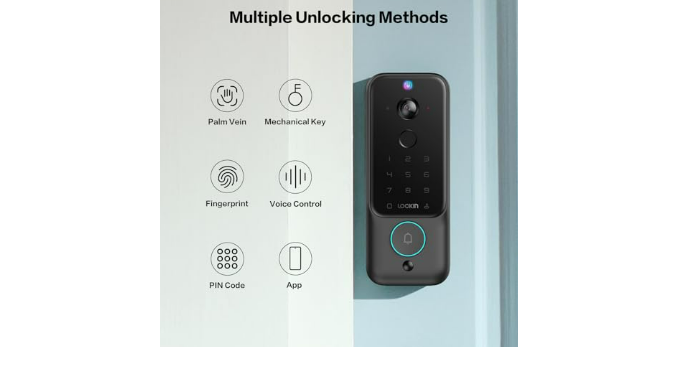 Lockin Veno Plus Palm Vein Video Smart Lock with 2K 180° Camera ...