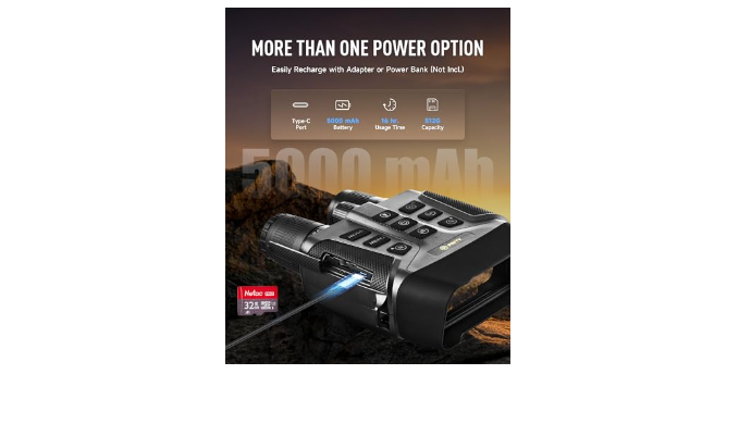 PINTY Night Vision Goggles, 4K UHD Digital Vision Scope with 5X Zoom 5000 mAh Rechargeable ...